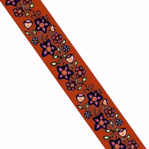 Jackie Traverse Floral Design 1.5" Ribbon - Burgundy – NativeCoBeadSupply
